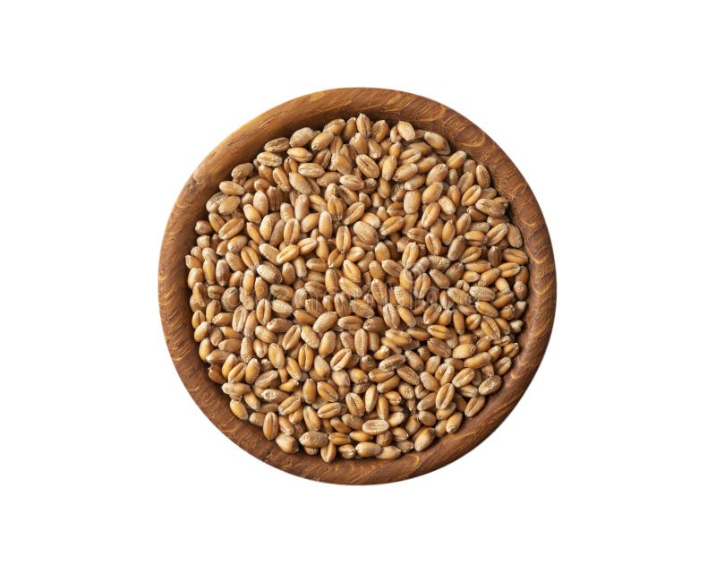 Bowl with Wheat Isolated on White Background. Close-up. Grain Wheat on ...