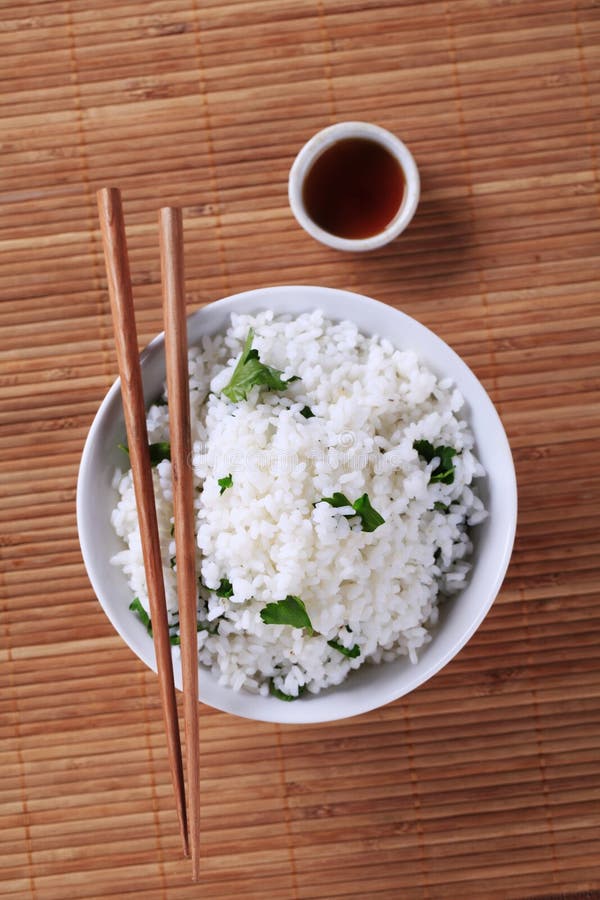 Bowl of white rice stock photo. Image of cuisine, soya - 23058392