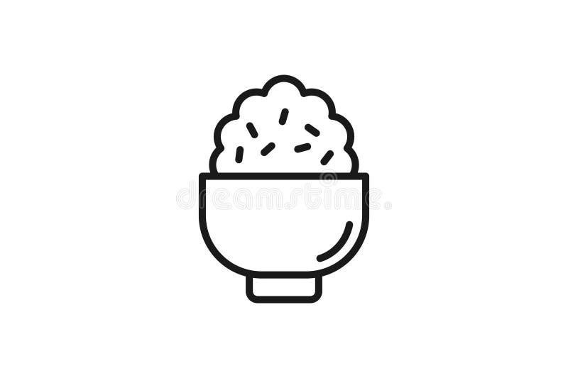 Bowl of White Rice Icon Outline Stock Illustration - Illustration of ...