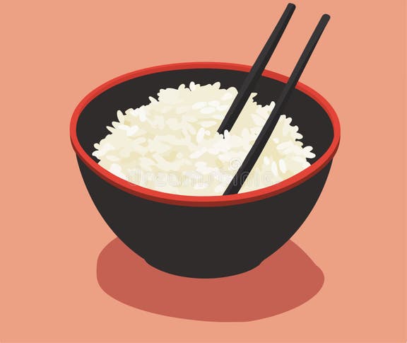 Bowl of White Rice stock vector. Illustration of rice - 339701865