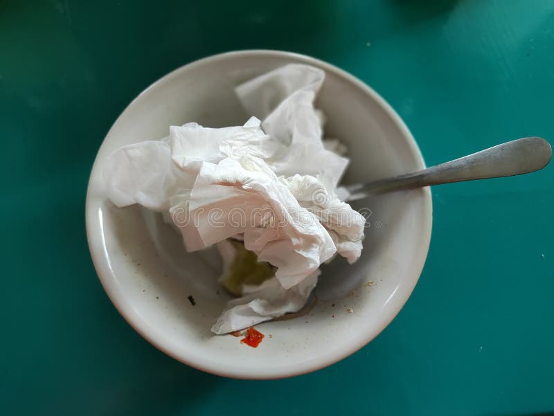 A Bowl of White Tissue after Breakfast at the Stall Stock Photo - Image ...