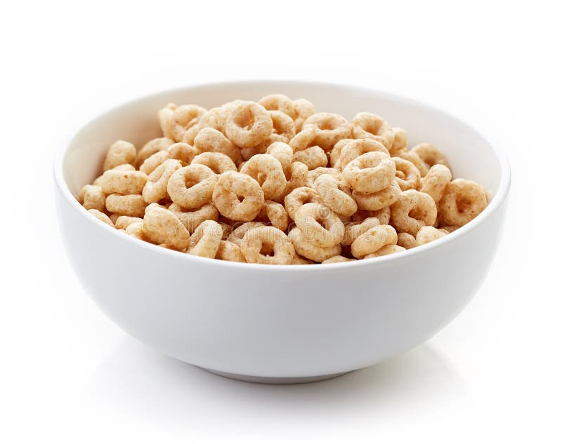 Bowl of Whole Grain Cheerios Cereal Isolated on White Stock Image ... Bowl of Whole Grain Cheerios Cereal Isolated on White Stock Image ...