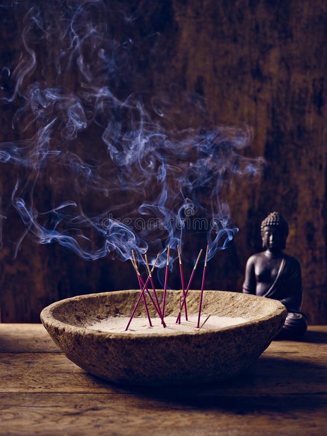 Bowl Wood Joss Stick Buddha Stock Image - Image of meditate, prayer ...