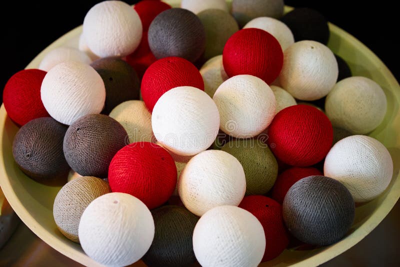 Bowl with Woolen Balls on Table Stock Image - Image of colorful ...