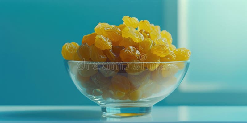 A Bowl of Yellow Raisins Sits on a Table Stock Photo - Image of ripe ...