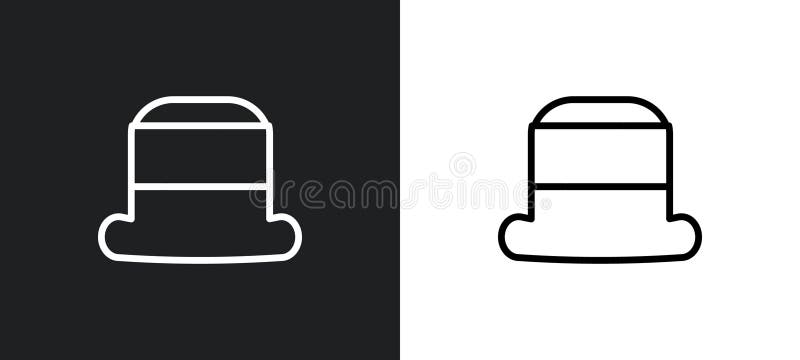 Bowler Hat Outline Icon in White and Black Colors. Bowler Hat Flat Vector Icon from Clothes ...