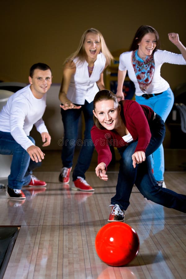 Bowling with friends stock image. Image of alley, ball - 12747979