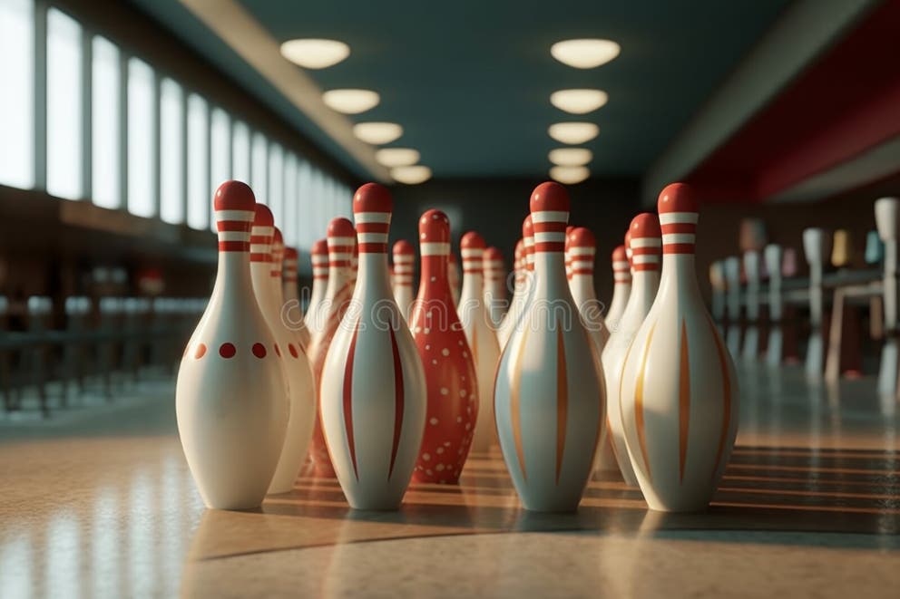 Bowling Alley with Pins Inside. it Shows Arranged in a Traditional ...