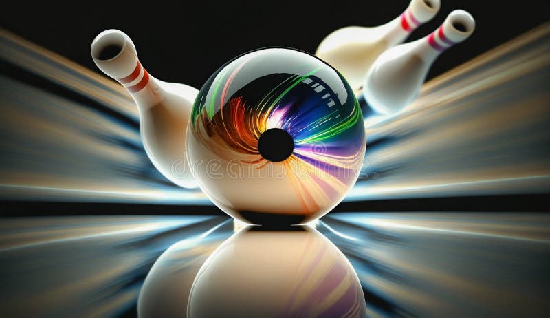Bowling Ball, Bawling Ball Doing Strike. Generative AI Stock ...