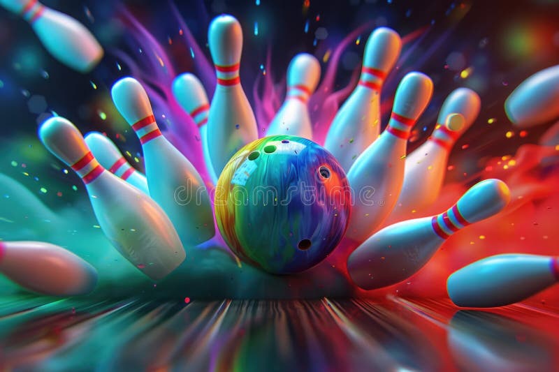 Bowling Ball Crash stock photo. Image of activity, pins - 370262976
