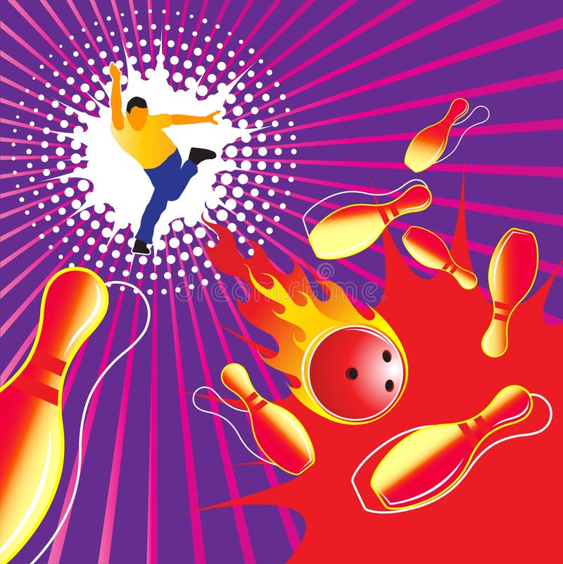 Bowling Ball Crashing into the Pins Stock Vector - Illustration of ...