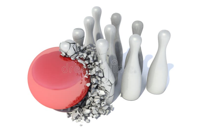Bowling Ball Crashing into the Pins Stock Illustration - Illustration ...