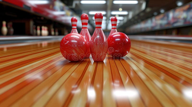 Bowling Ball at the Front of a Pins with Many Other Bowling Balls Stock ...