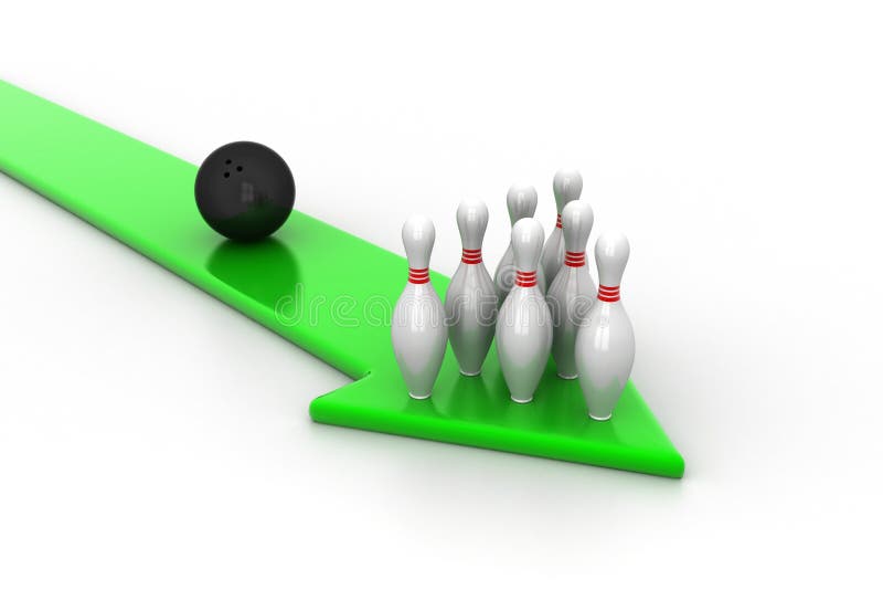 Bowling Ball and Green Arrow Stock Illustration - Illustration of board ...