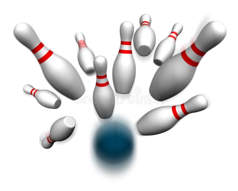 Bowling ball hitting pins stock illustration. Illustration of sport ...