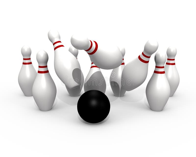 Bowling Ball Hitting the Pins - 3d Image Stock Illustration ...
