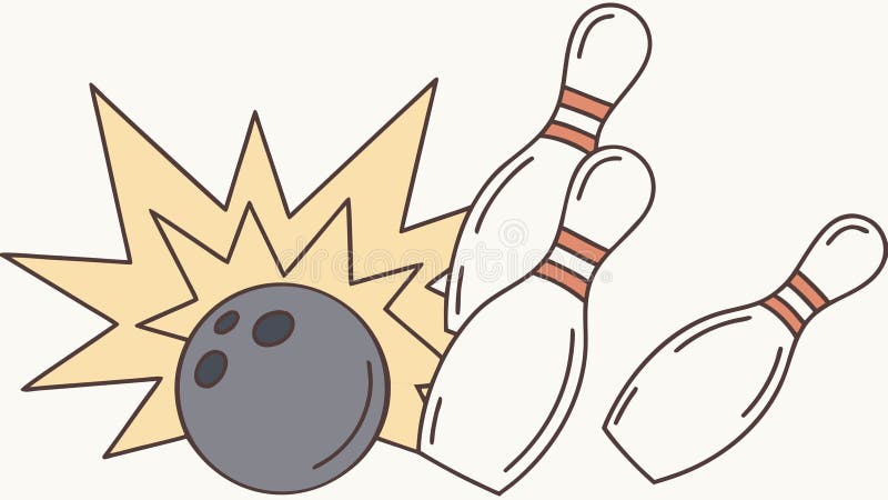 A Bowling Ball Hitting Pins, Causing an Explosion Effect, Vector Design ...
