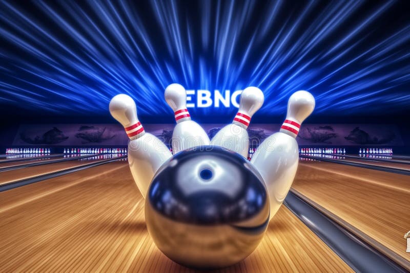 A Bowling Ball Hitting Pins in Bowling Club Generative AI Stock ...