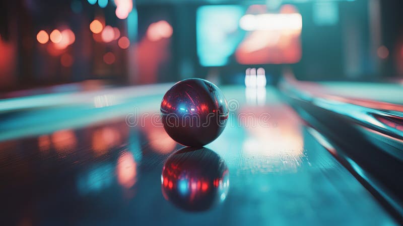 Bowling Ball on Lane, Blurred Game on TV. Picture Stock Illustration ...