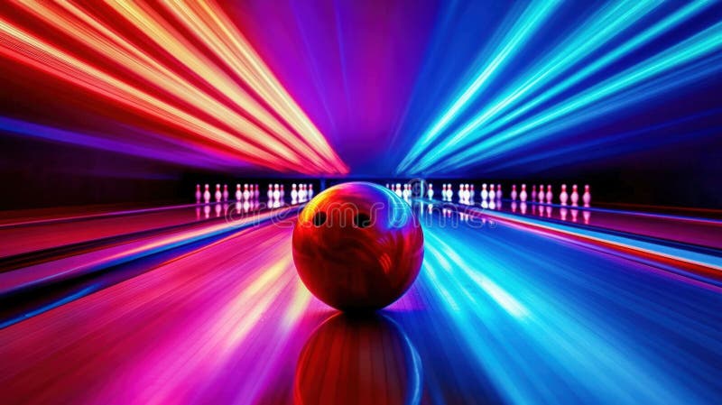 Bowling Ball in Motion with Neon Lights Stock Illustration ...