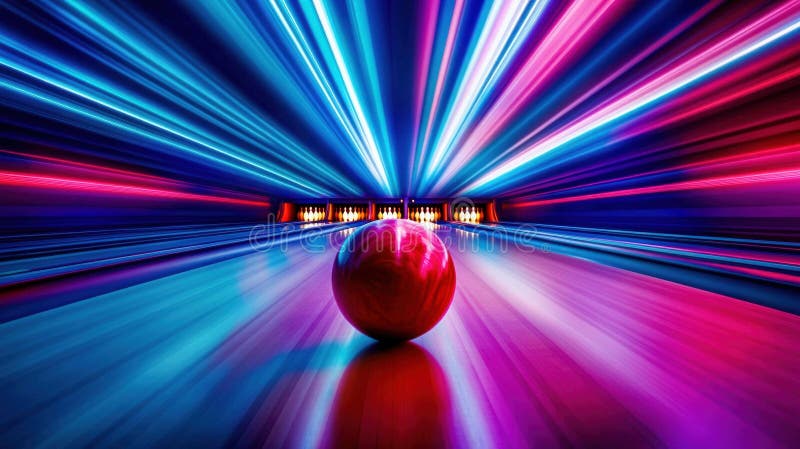 Bowling Ball in Motion with Neon Lights Stock Illustration ...