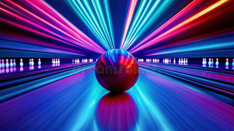 Bowling Ball in Motion with Neon Lights Stock Illustration ...