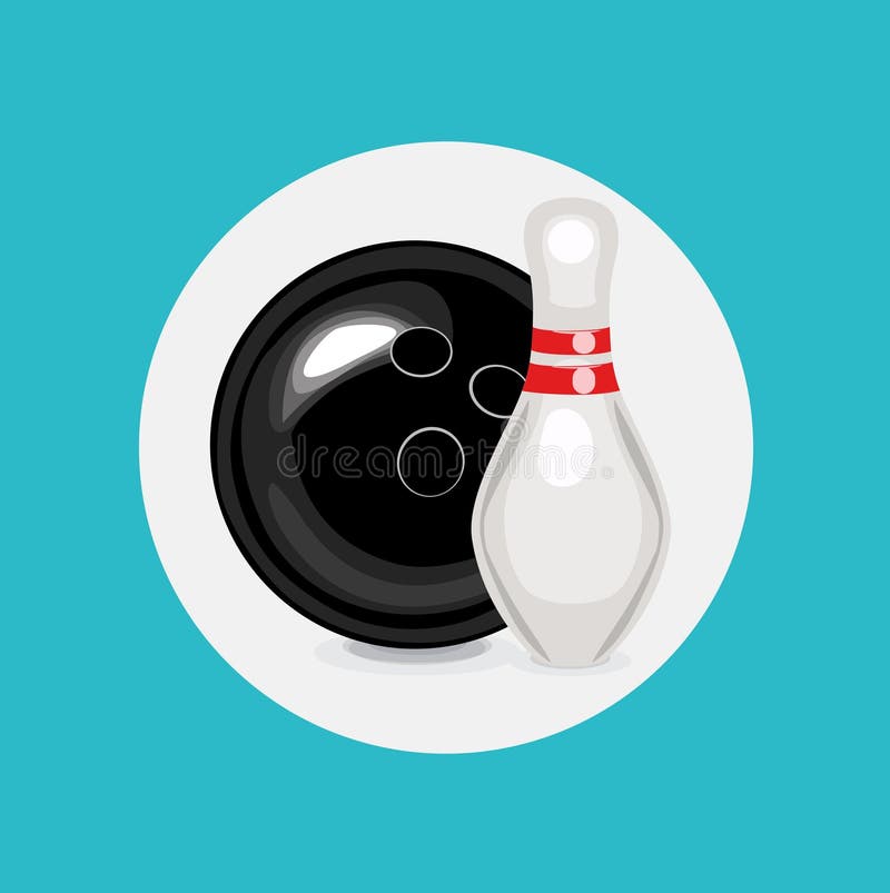 Bowling Ball and Pin Flat Design Stock Vector - Illustration of leisure ...