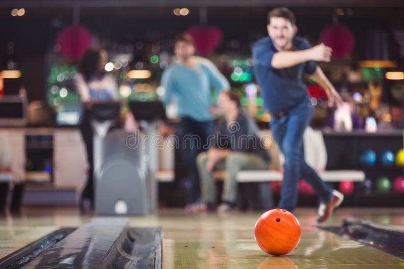 Bowling Ball is Rolling Towards the Pins Stock Image - Image of close ...