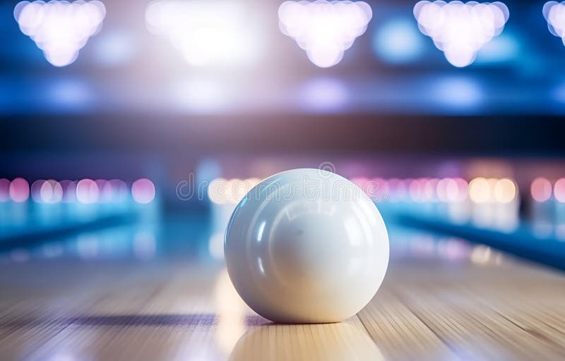 Bowling Ball Rolls Down a Bowling Alley To Standing Pins, Bowling Game ... Bowling Ball Rolls Down a Bowling Alley To Standing Pins, Bowling Game ...