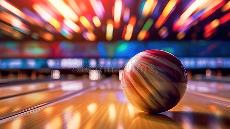 Bowling Ball Set in Front of Ten Pins, Bowling Ball Hitting Pins ...