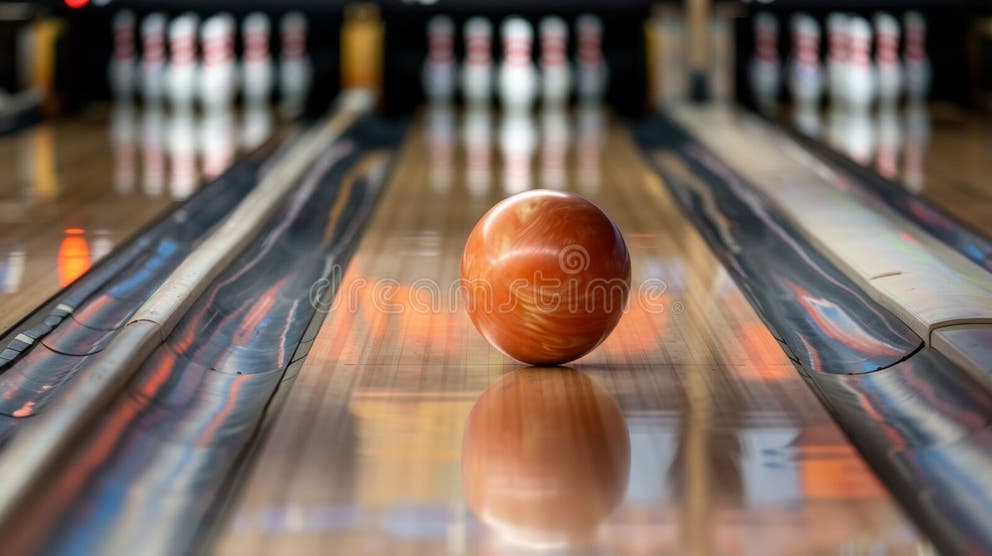 A Bowling Ball is Sitting in the Middle of a Row, AI Stock Image ...