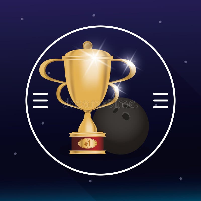 Bowling Trophy Cup Championship Blue Lines Stock Vector - Illustration ...