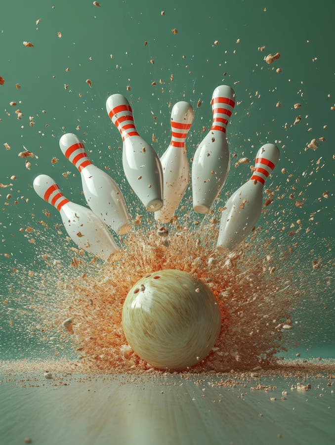Bowling Ball Striking Pins with Explosive Impact Stock Image - Image of ...