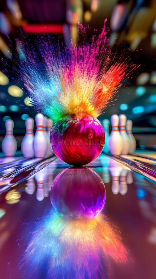The Bowling Ball is Surrounded by a Splash of Water and Fire Stock ...