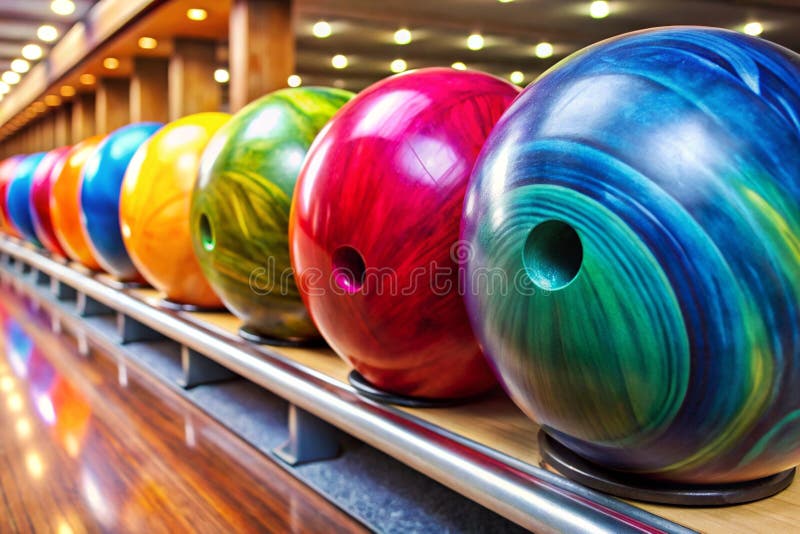 Bowling Balls Multi-Color Row on Wood Rack Stock Illustration ...
