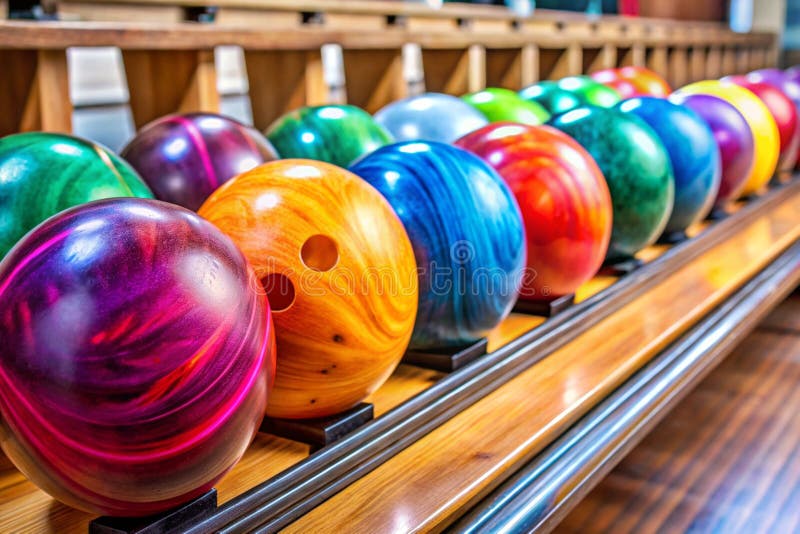 Bowling Balls Multi-Color Row on Wood Rack Stock Illustration ...