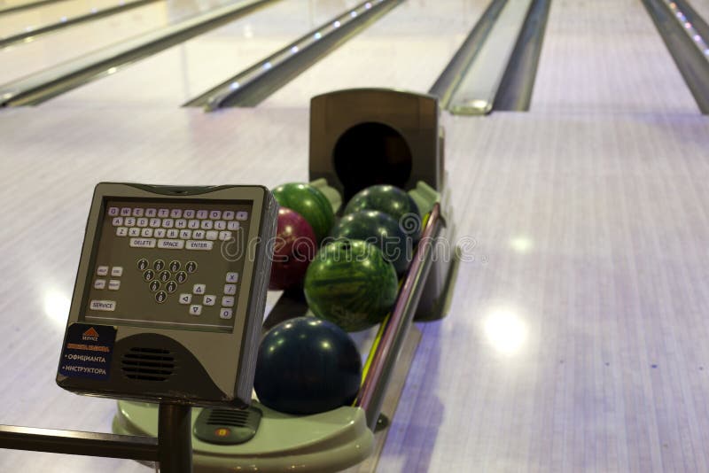 Bowling balls in a row stock image. Image of close, game - 51363969
