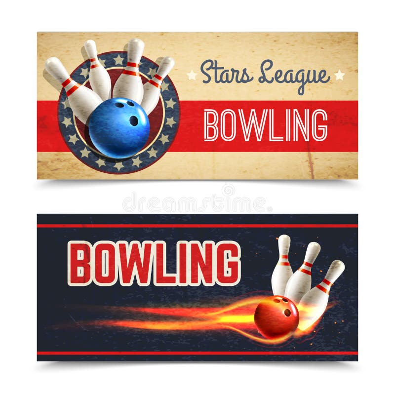 Bowling Banner Set stock vector. Illustration of ball - 210423353