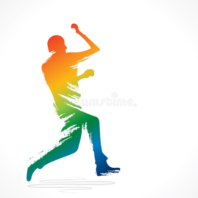 Bowling the Cricket Player Design by Brush Stroke Stock Vector ...