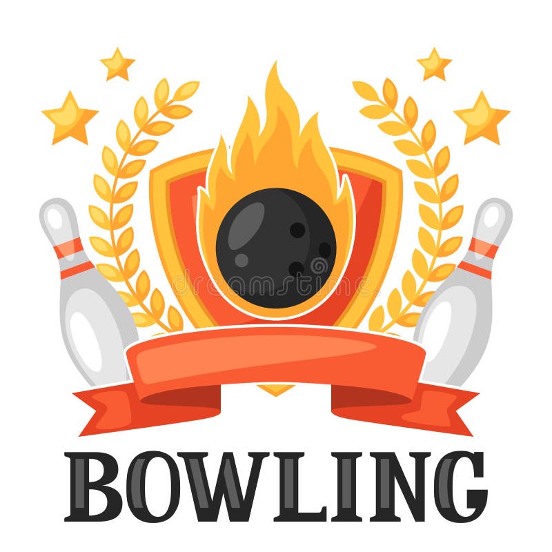 Bowling Emblem with Game Objects. Image for Advertising Booklets ...