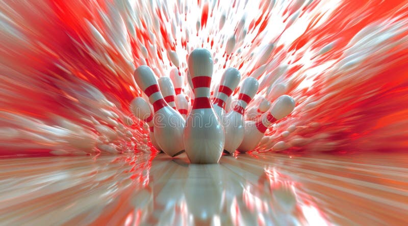 Bowling Game and Game Balls Hitting Pins Stock Image - Image of game ...