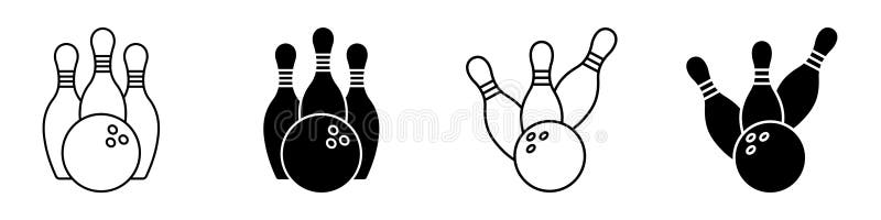 Bowling Icons Versions Set in Black Flat and Line Style Stock Vector - Illustration of bowl ...