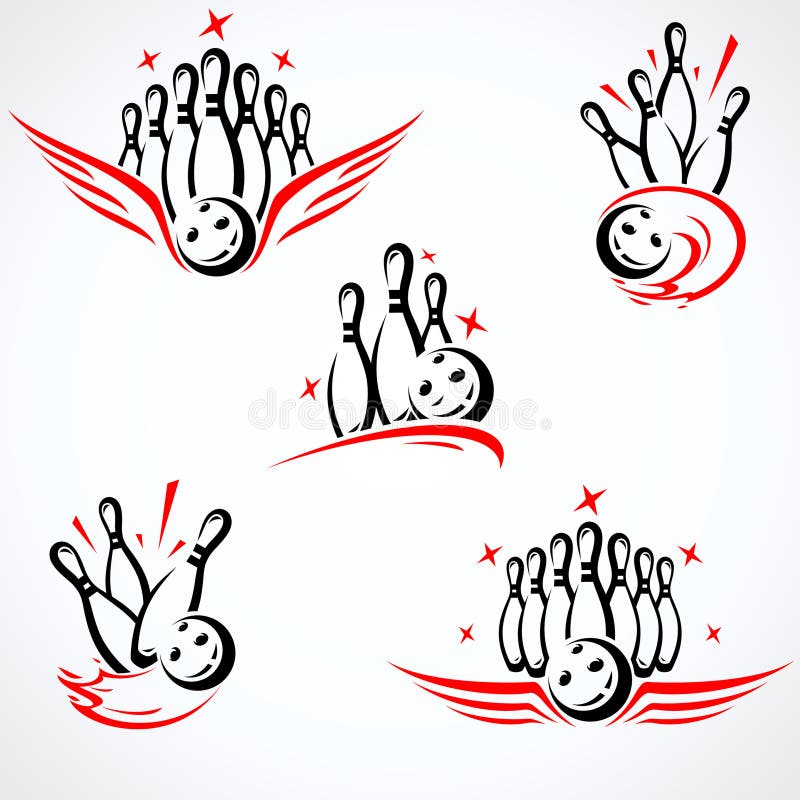 Bowling Label and Element Set. Collection Element Bowling Stock ...