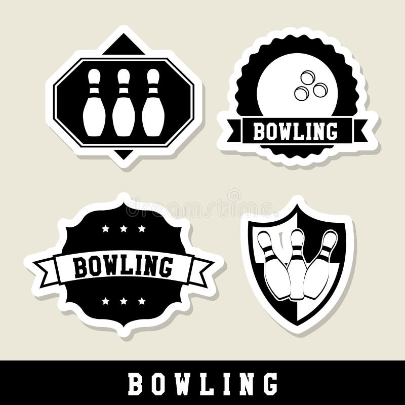 Bowling Labels and Icons Set. Vector Illustration. Stock Vector ...