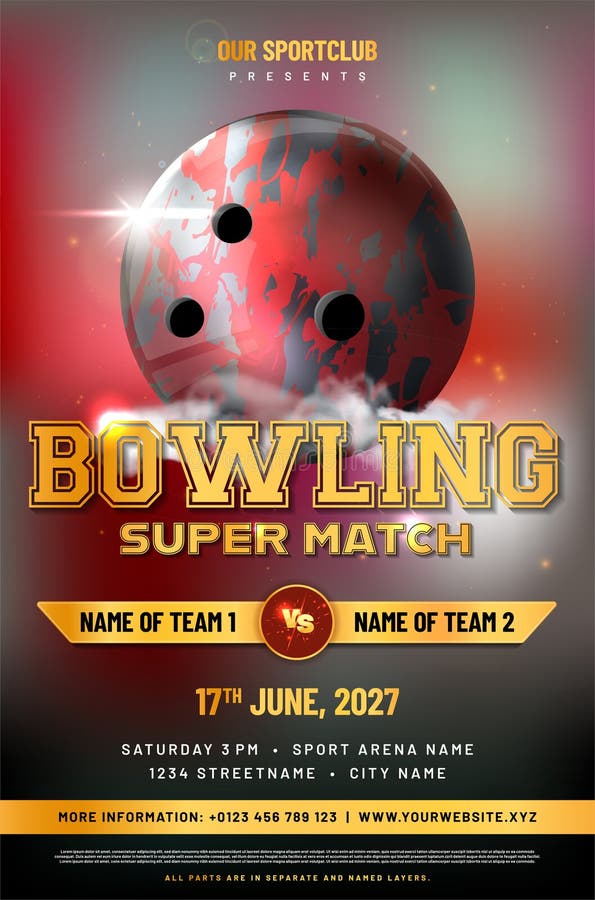Bowling Tournament Poster Template with Ball, Sweep and Sample Text ...