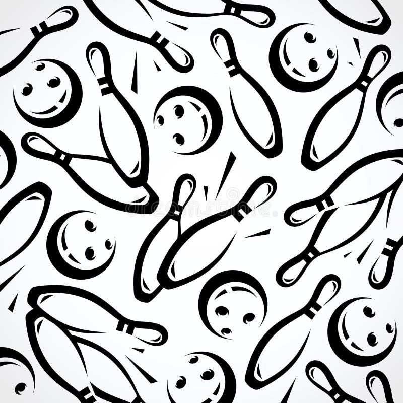Bowling Pattern Background Set. Collection Icon Bowling Stock ...