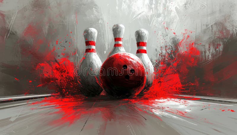 A Bowling Pin, Bowling Ball and a Bowling Ball Hitting the Wood Stock ...