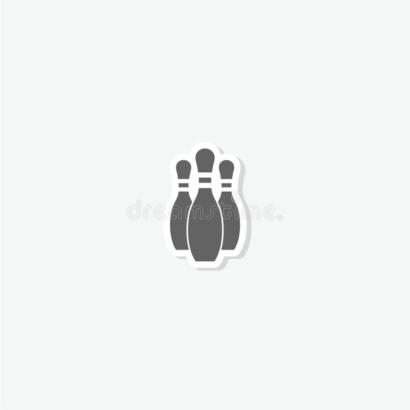 Bowling Pin Icon Sticker Isolated on Gray Background Stock Illustration ...