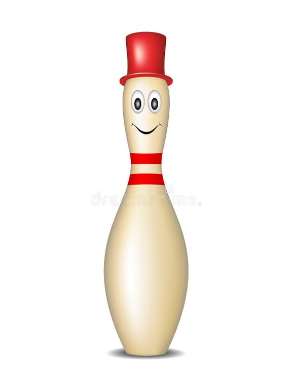Bowling Pin with Smiling Face and Red Hat Stock Vector - Illustration ...