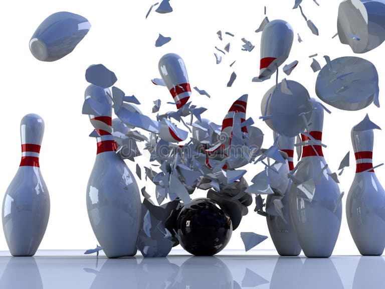 Bowling pins destroyed stock illustration. Illustration of compete ...
